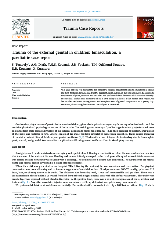 (PDF) Trauma of the external genital in children: Emasculation, a ...