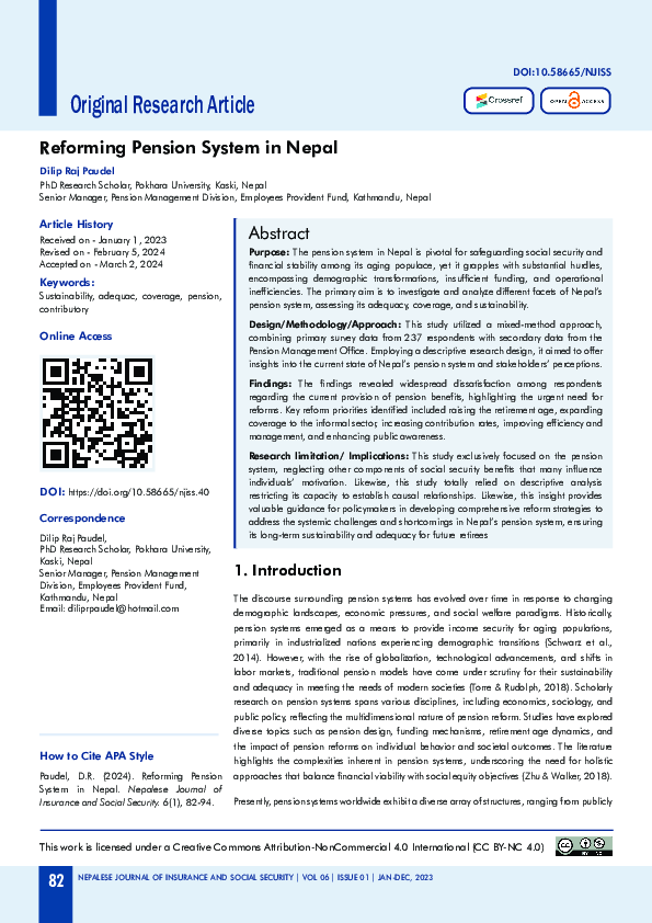 (PDF) Reforming Pension System In Nepal