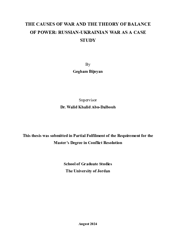 (PDF) Thesis Ukraine War and Balance of Power Gegham Bijoyan