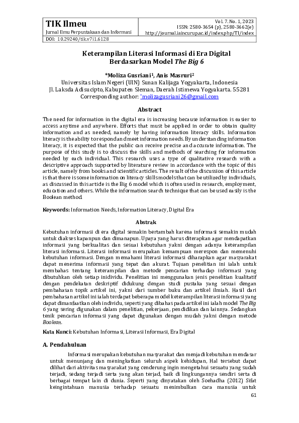 (PDF) Keterampilan Literasi Informasi di Era Digital Berdasarkan Model ...