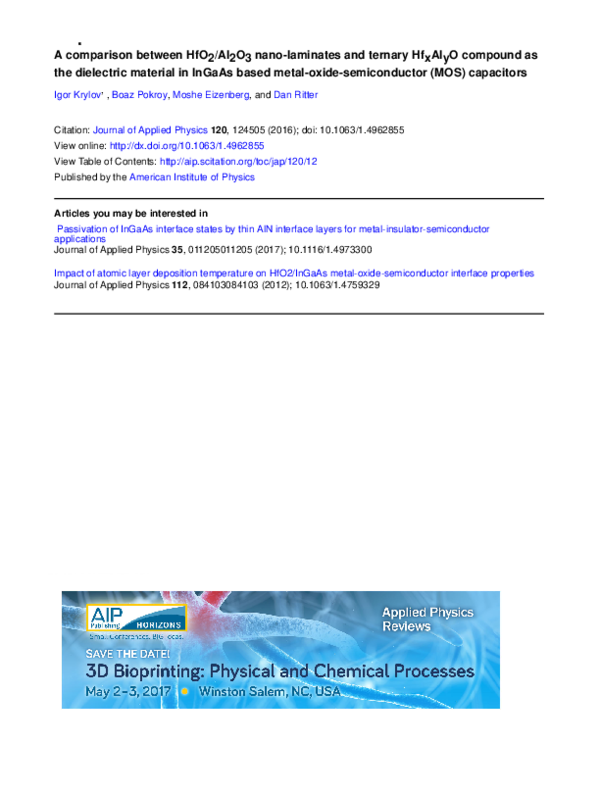 (PDF) A comparison between HfO2/Al2O3 nano-laminates and ternary ...