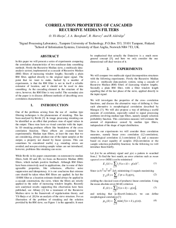 (PDF) Correlation properties of cascaded recursive median filters