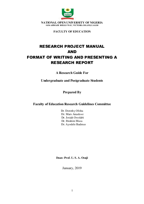 (PDF) Research Project Manual and Format