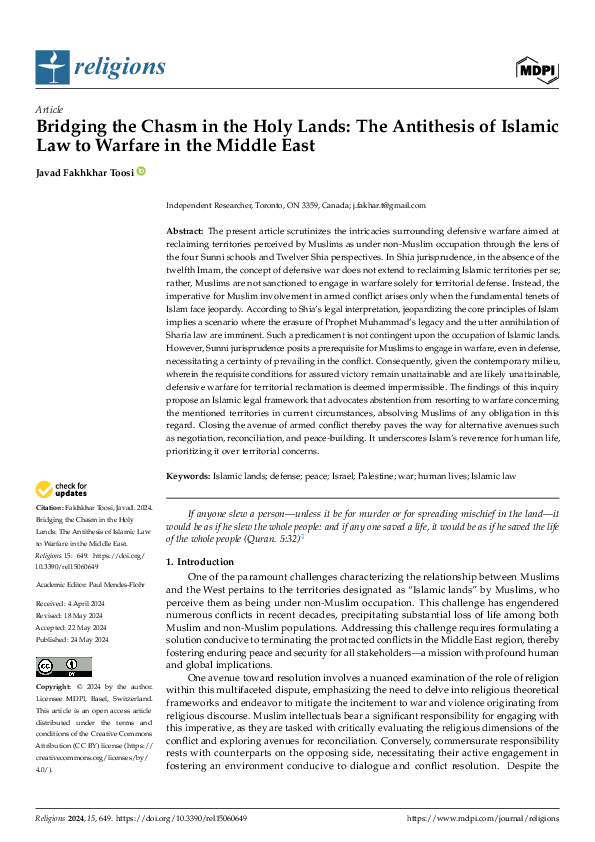 (PDF) Bridging the Chasm in the Holy Lands: The Antithesis of Islamic ...