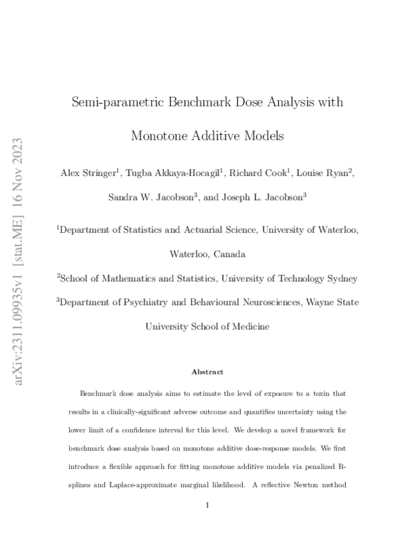 (PDF) Semi-parametric Benchmark Dose Analysis with Monotone Additive Models