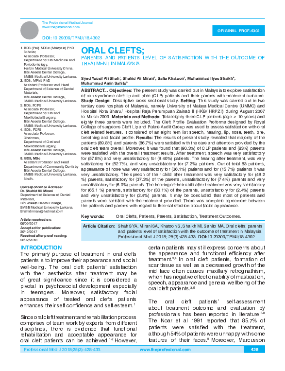 (PDF) Oral Clefts