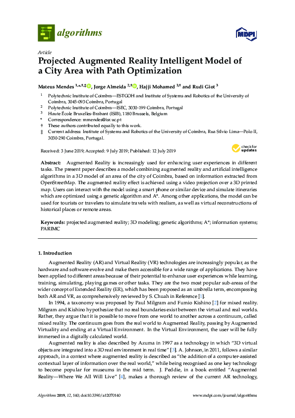 (PDF) Projected Augmented Reality Intelligent Model of a City Area with Path Optimization