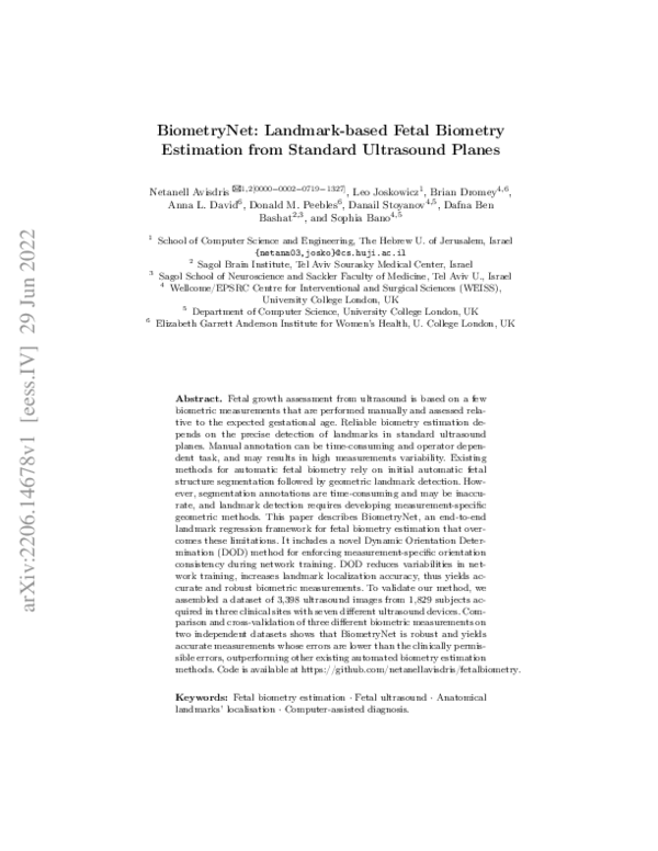(PDF) BiometryNet: Landmark-based Fetal Biometry Estimation from ...
