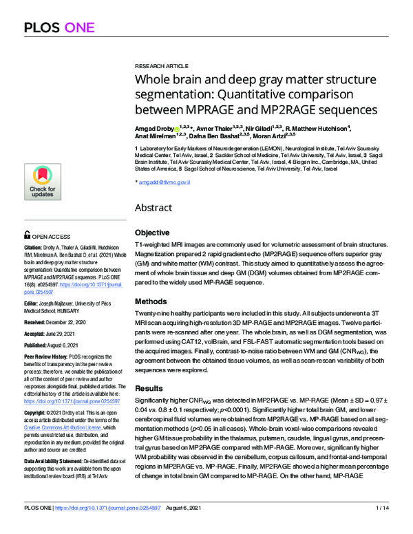 (PDF) Whole brain and deep gray matter structure segmentation ...