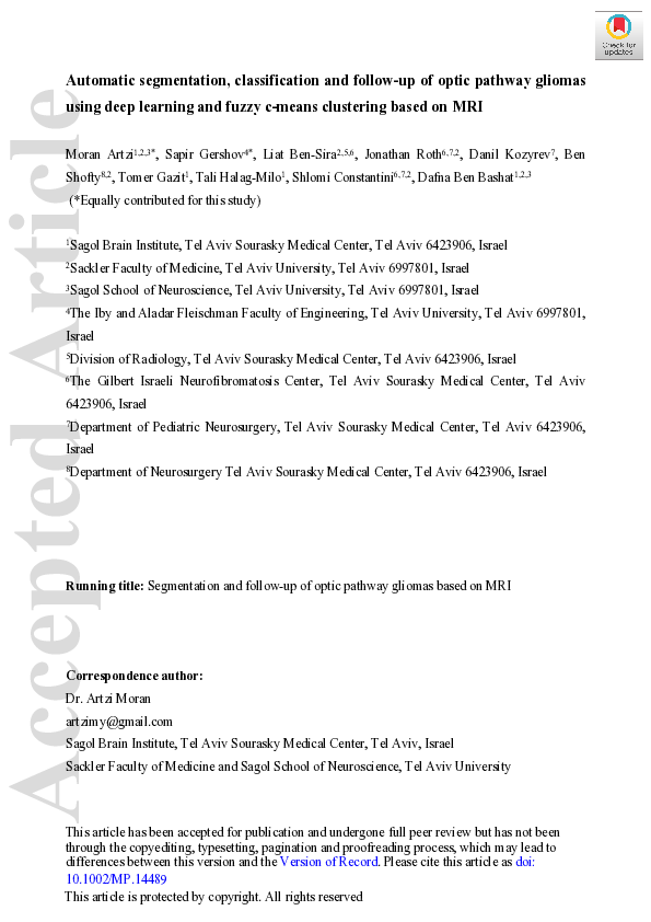 (PDF) Automatic segmentation, classification, and follow‐up of optic pathway gliomas using deep ...