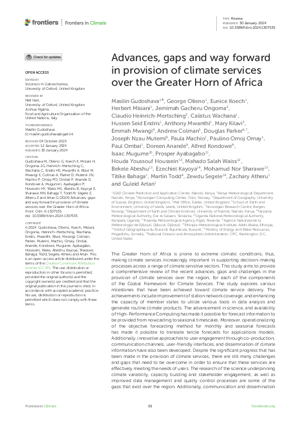 (PDF) Advances, gaps and way forward in provision of climate services ...