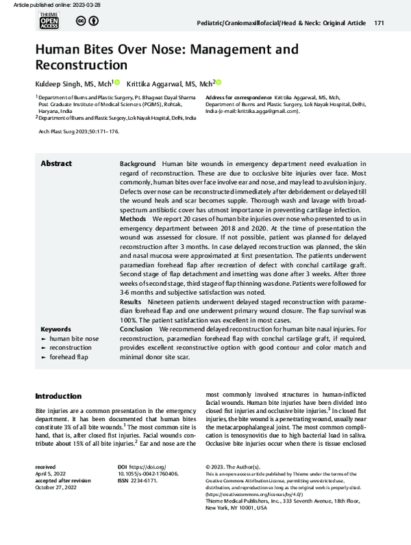 (PDF) Human Bites Over Nose: Management and Reconstruction