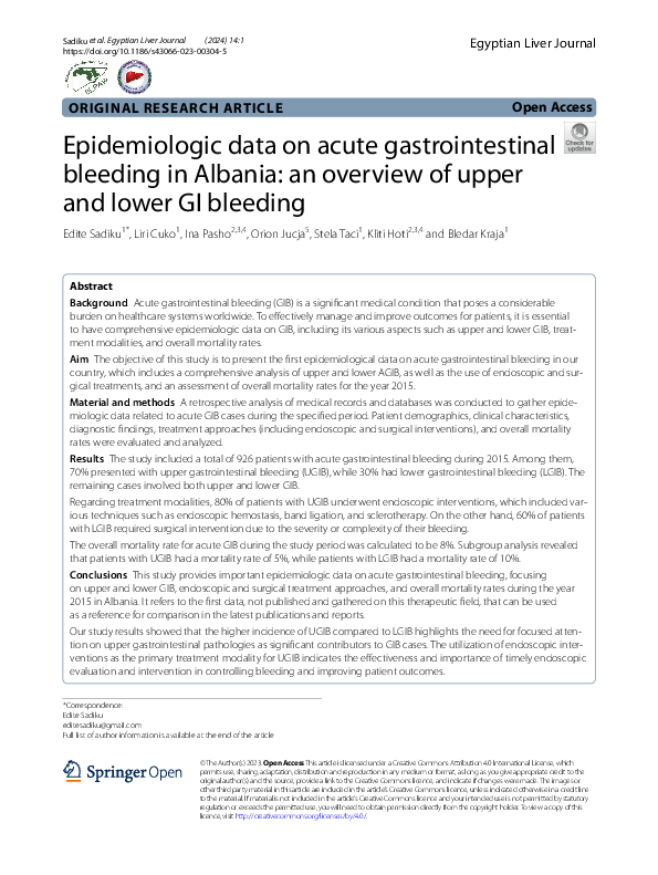 (PDF) Epidemiologic data on acute gastrointestinal bleeding in Albania ...