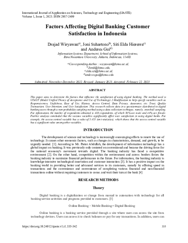 (PDF) Factors Affecting Digital Banking Customer Satisfaction in Indonesia