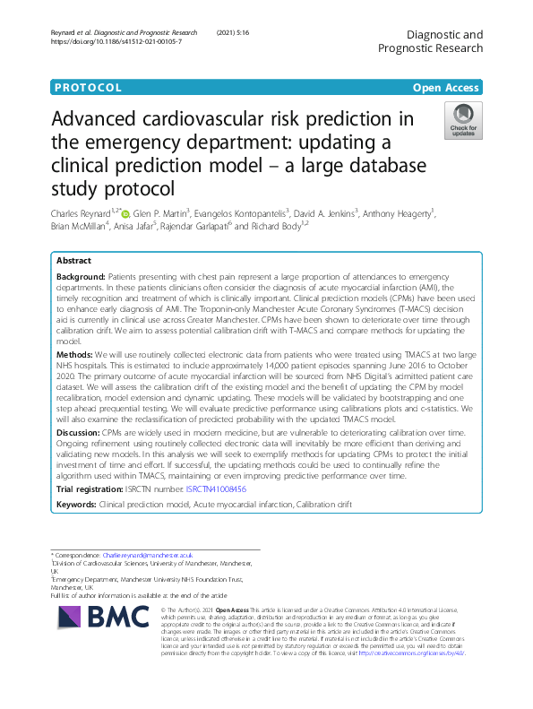 (PDF) Advanced cardiovascular risk prediction in the emergency ...