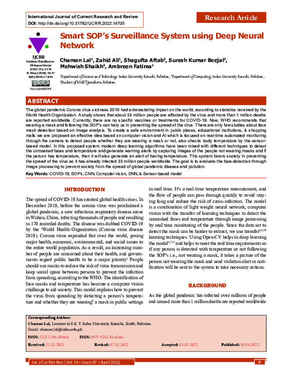 (PDF) Smart SOP’s Surveillance System using Deep Neural Network