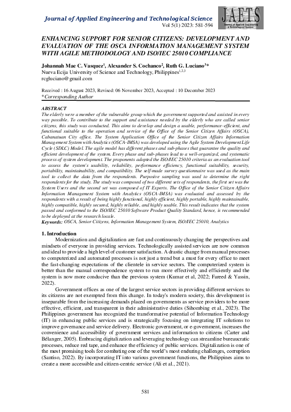 (PDF) Enhancing Support For Senior Citizens: Development And Evaluation ...