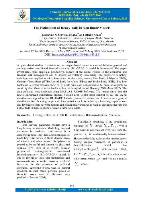 (PDF) The Estimation of Heavy Tails in Non-linear Models