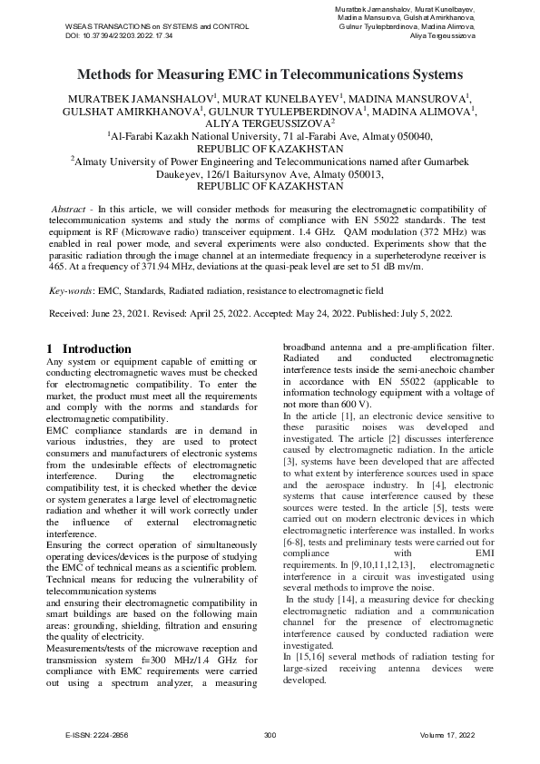 (PDF) Methods for Measuring EMC in Telecommunications Systems