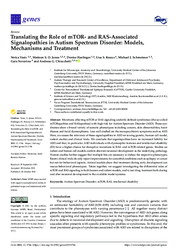 (PDF) Translating the Role of mTOR- and RAS-Associated Signalopathies ...