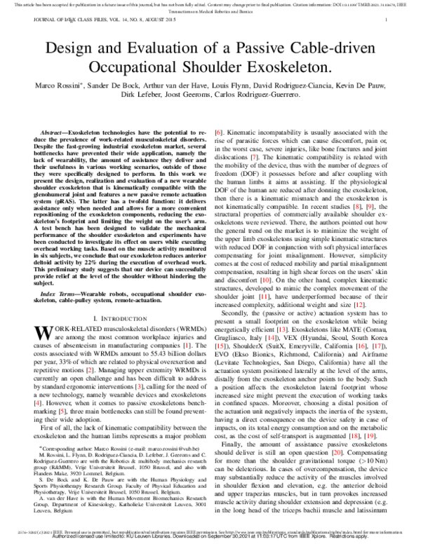 (PDF) Passive Shoulder Exoskeleton Design and Testing