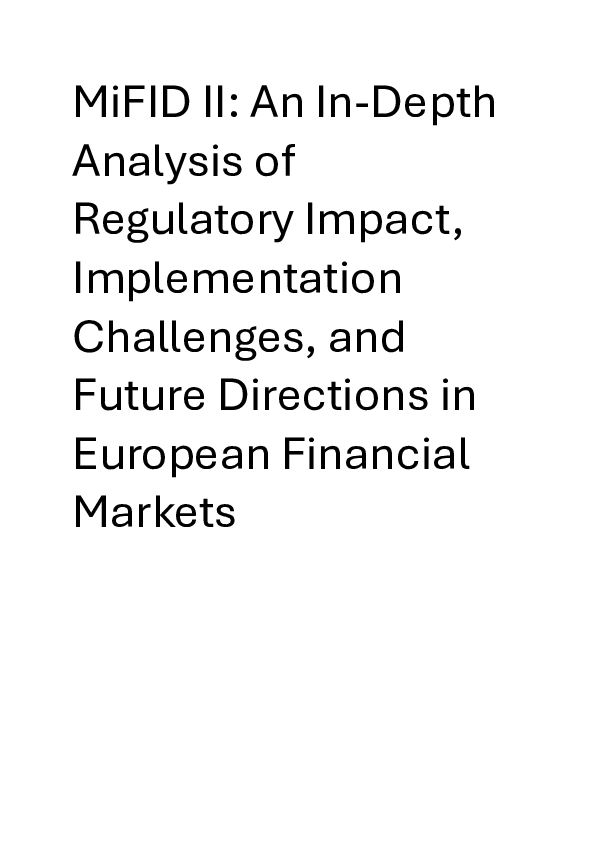 (PDF) MiFID II: An In-Depth Analysis of Regulatory Impact ...