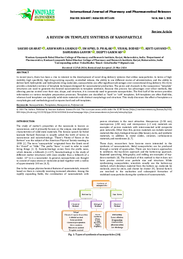 (PDF) A Review on Template Synthesis of Nanoparticle