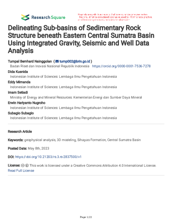 (PDF) Delineating Sub-basins of Sedimentary Rock Structure beneath ...