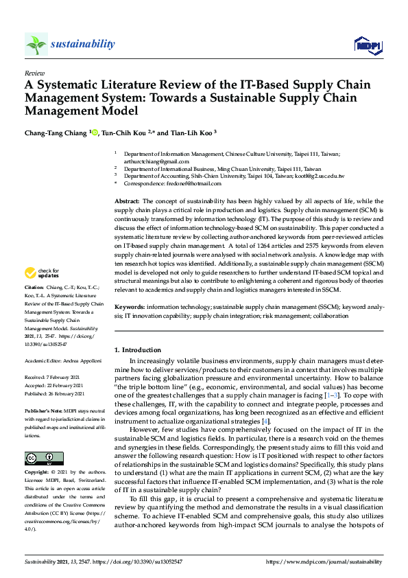 (PDF) A Systematic Literature Review of the IT-Based Supply Chain ...
