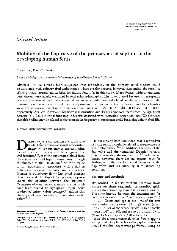 (PDF) Mobility of the flap valve of the primary atrial septum in the ...