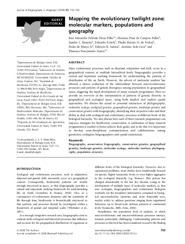 (PDF) Mapping the evolutionary twilight zone: molecular markers ...