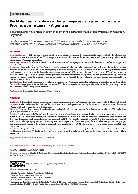 (PDF) Perfil de riesgo cardiovascular en mujeres de tres entornos de la ...