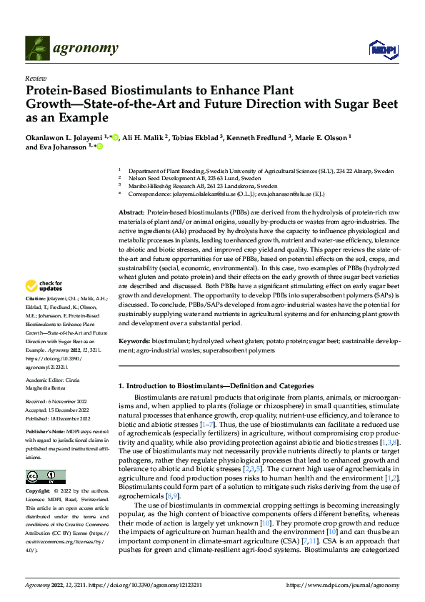(PDF) Protein-Based Biostimulants to Enhance Plant Growth—State-of-the ...