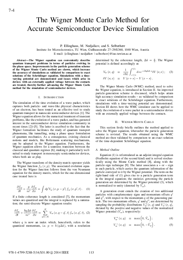 (PDF) The Wigner Monte Carlo method for accurate semiconductor device simulation