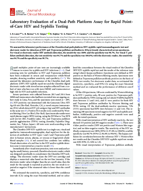 (PDF) Laboratory Evaluation of a Dual Path Platform Assay for Rapid ...