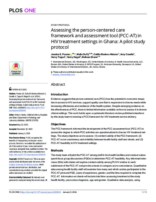 (PDF) Assessing the person-centered care framework and assessment tool ...