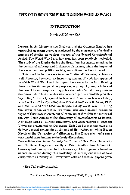 (PDF) The Ottoman Empire during World War I: Introduction