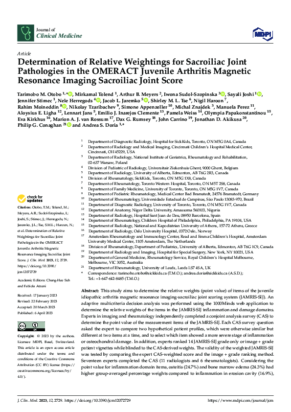 (PDF) Determination of Relative Weightings for Sacroiliac Joint ...