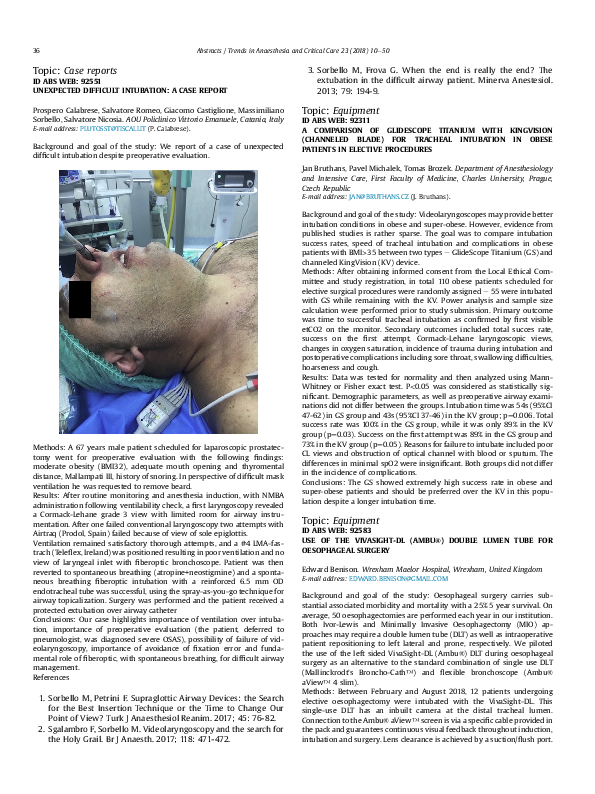 Pdf Unexpected Difficult Intubation A Case Report