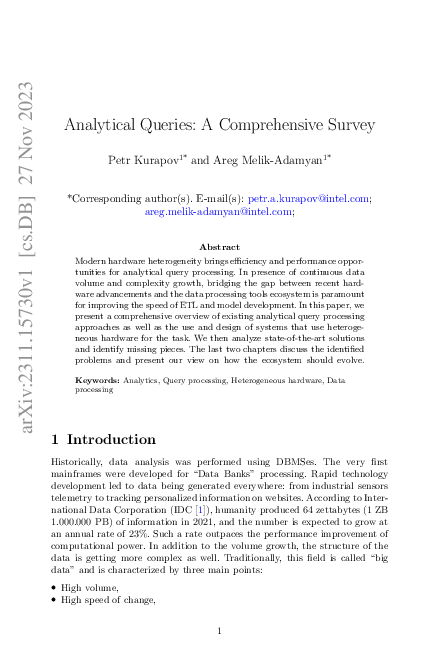 (PDF) Analytical Queries: A Comprehensive Survey