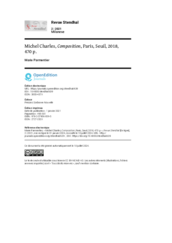 (PDF) Michel Charles, Composition