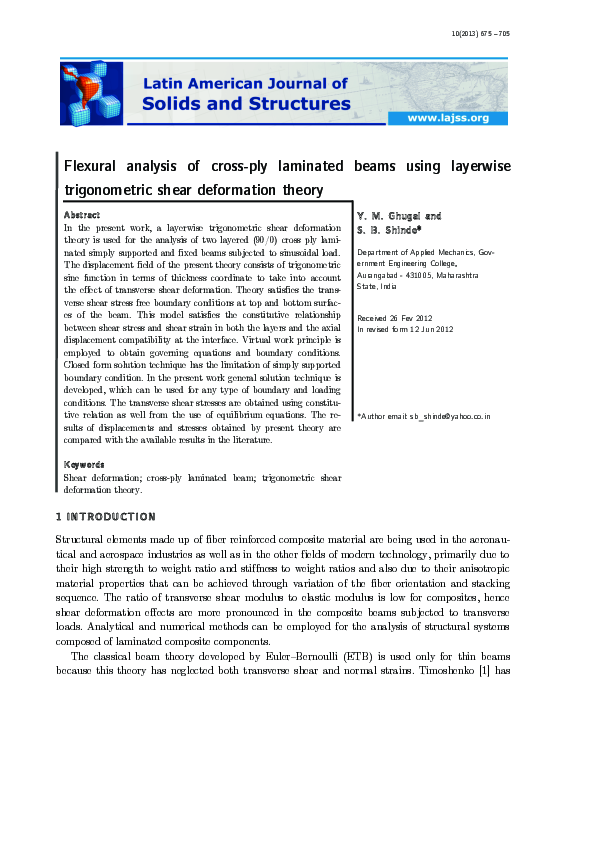 (PDF) Flexural analysis of cross-ply laminated beams using layerwise trigonometric shear ...
