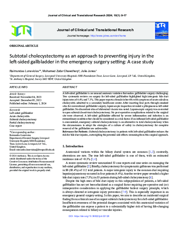 (PDF) Subtotal cholecystectomy as an approach to preventing injury in ...