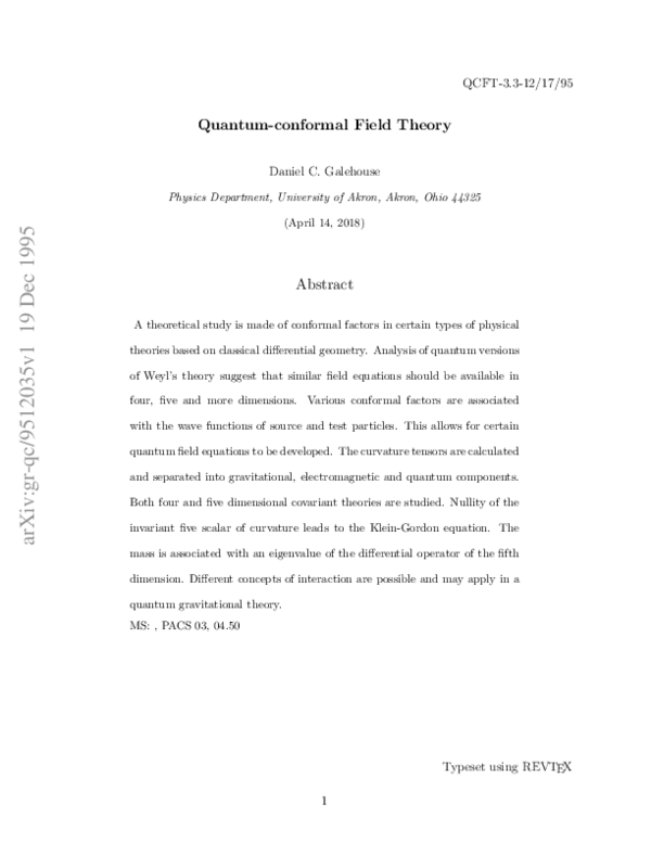 (PDF) Quantum-conformal Field Theory