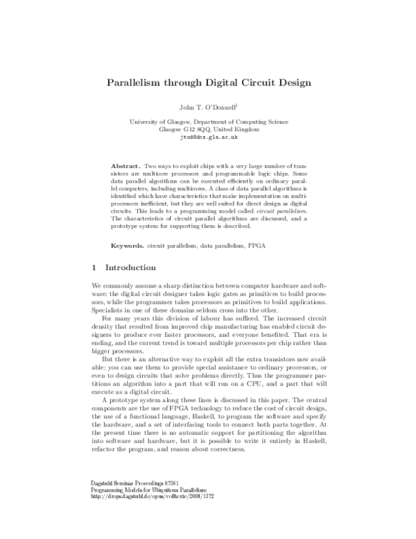 (PDF) Parallelism through Digital Circuit Design