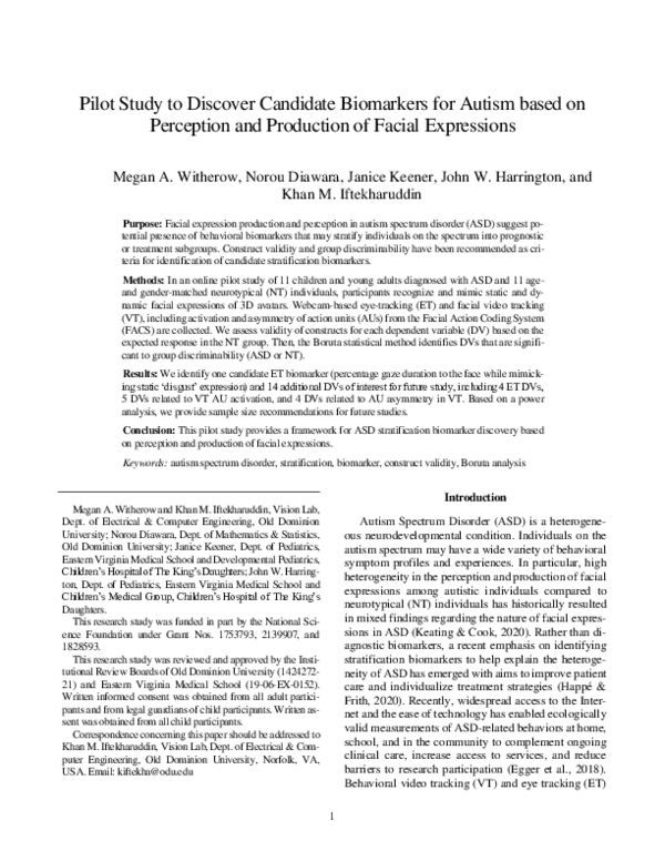 (PDF) Pilot Study to Discover Candidate Biomarkers for Autism based on ...