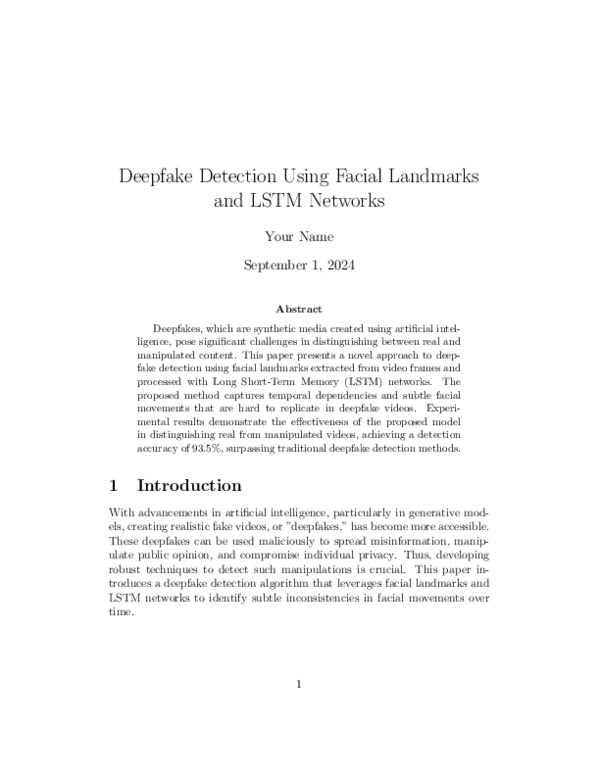 (PDF) Deepfake Detection Using Facial Landmarks and LSTM Networks