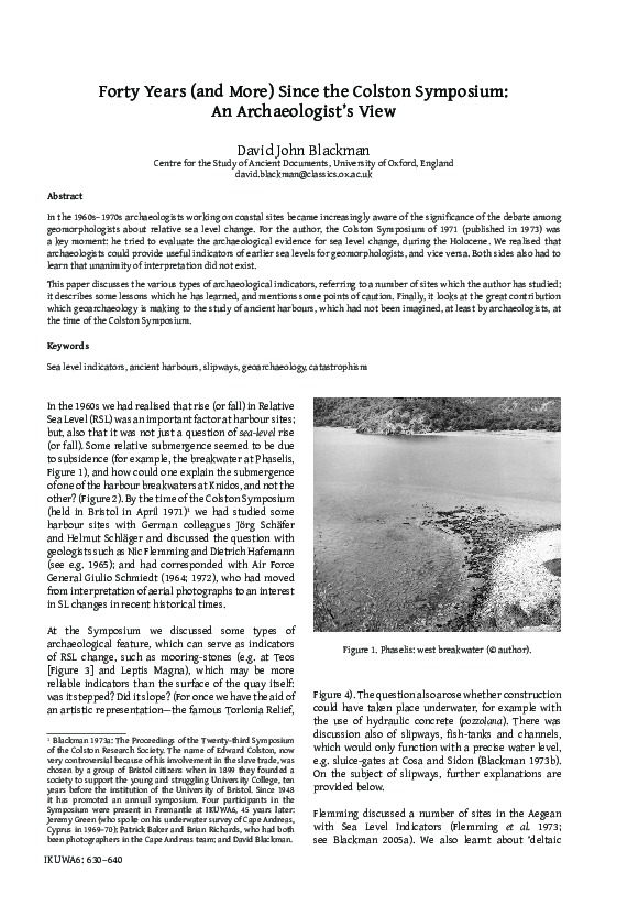 (PDF) David Blackman, Forty years since Colston