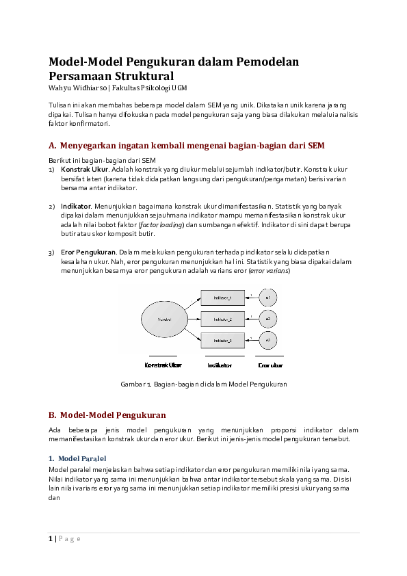 (PDF) Model-Model Pengukuran dalam Pemodelan Persamaan Struktural SEM