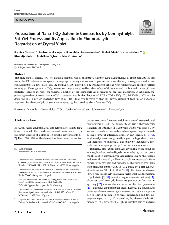 (PDF) Preparation of Nano-TiO2/Diatomite Composites by Non-hydrolytic ...